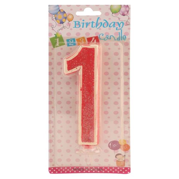 B Vishal Red Number 1 Candle - JioMart