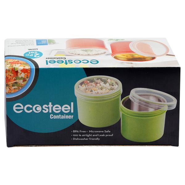 Amson Eco Steel Blue Round Plastic Container 600 ml with Box (Set of 2 ...