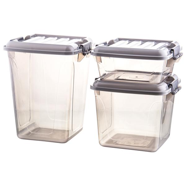 Polyset Click N Lock Assorted Colour Plastic Dry Storage 4+8+12 L (Set of 3) - JioMart