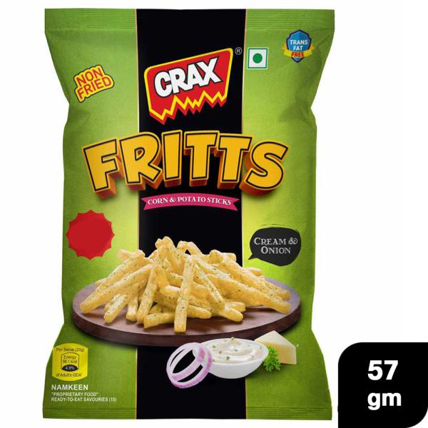 Crax Fritts Cream & Onion Corn And Potato Sticks 57 g - JioMart