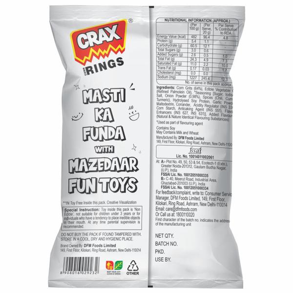 Crax Masala Mania Corn Rings with Toy 53 g - JioMart