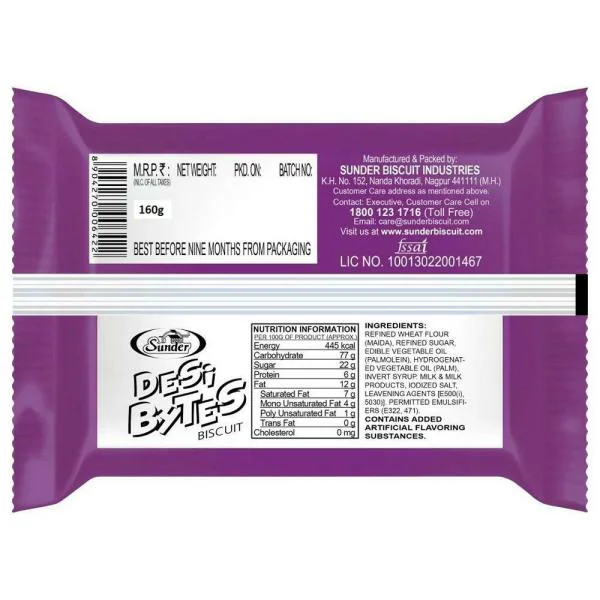 Sunder Desi Bytes Biscuits 140 g - JioMart