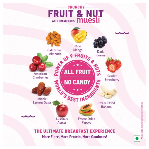 Bagrry's Crunchy Fruit & Nut Muesli with Cranberries 375 g - JioMart