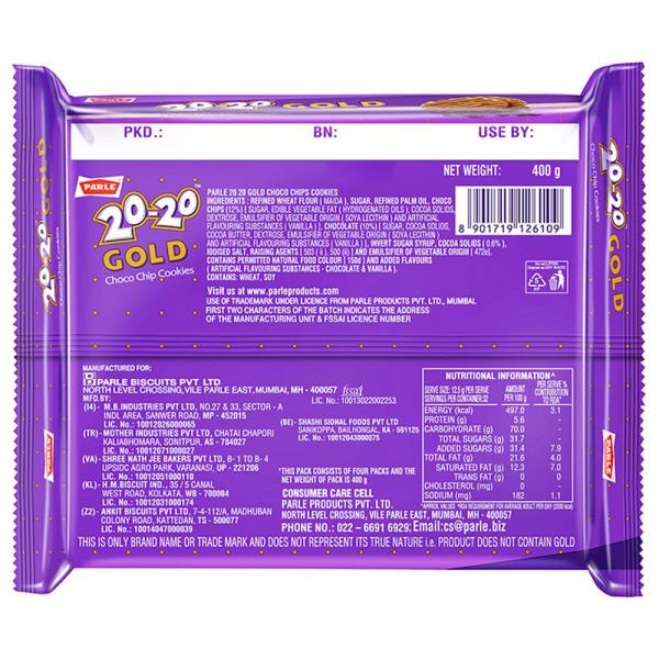 Parle 20-20 Gold Choco Chip Cookies 400 g - JioMart
