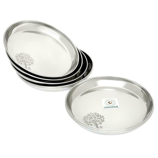 Coconut P5 Laser Stainless Steel Halwa Plate 28 cm (6 pcs) - JioMart