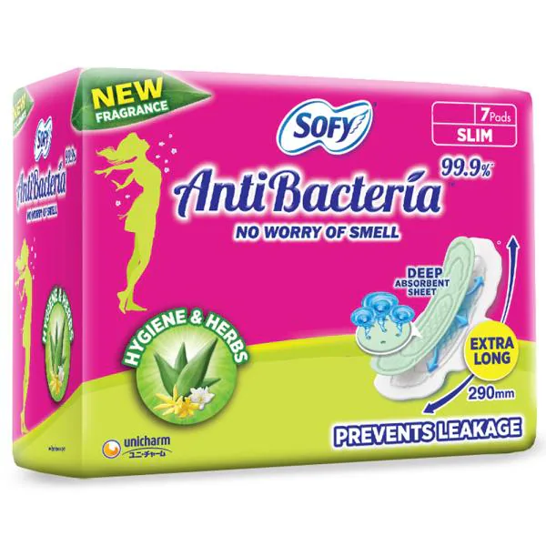 Sofy Anti Bacteria Sanitary Napkin with Wings (XL) 7 pads - JioMart