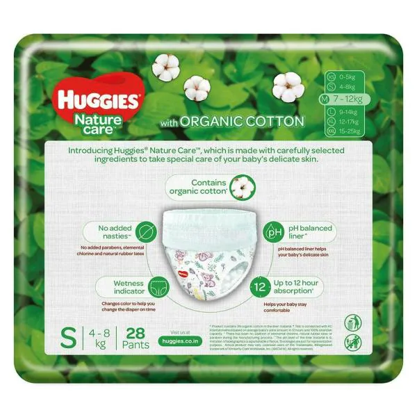 Huggies Nature Care Diapers (S) 28 count (4 - 8 kg) - JioMart