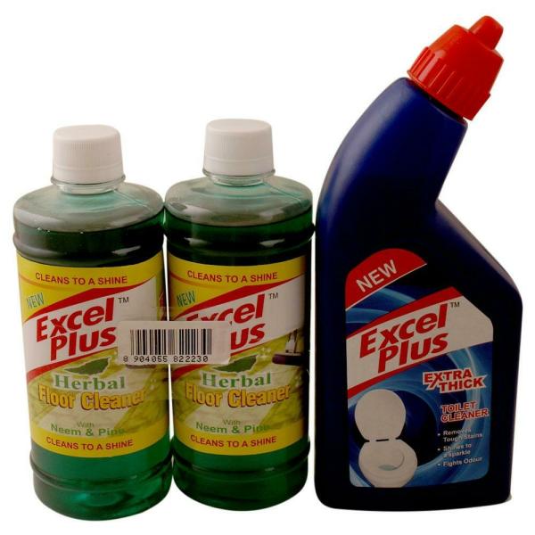 Excel Plus Cleaning Combo (Floor Cleaner 500 ml and 2 x 500 ml Toiler ...