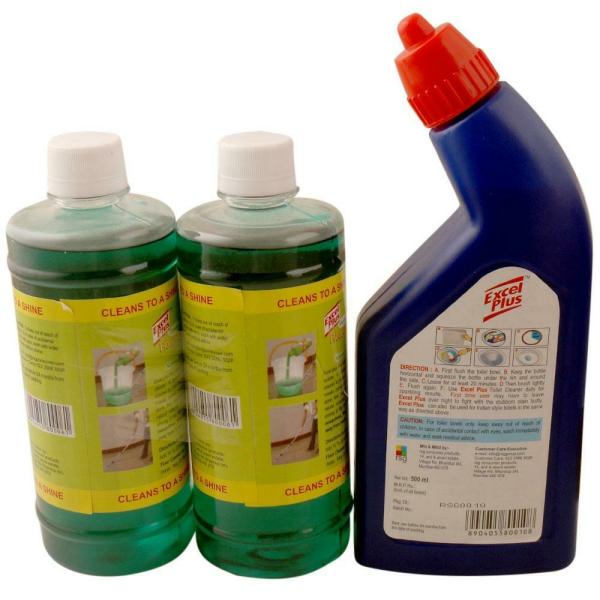 Excel Plus Cleaning Combo (Floor Cleaner 500 ml and 2 x 500 ml Toiler ...