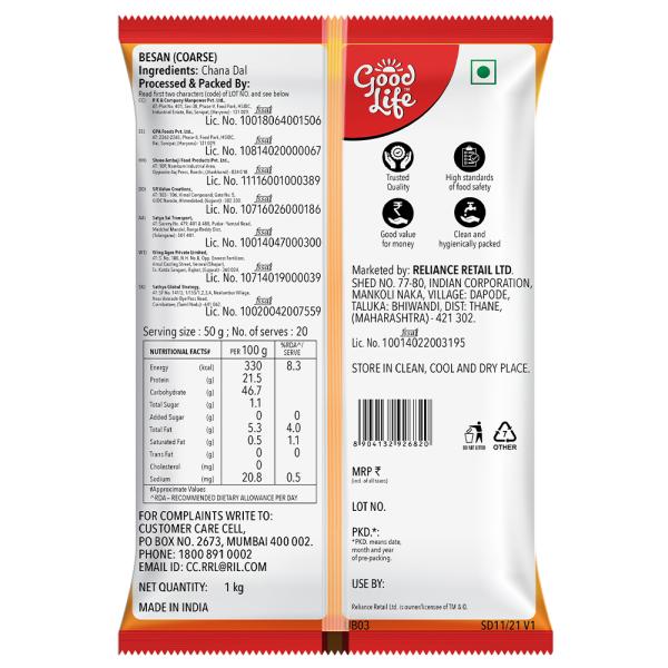 Good Life Coarse Besan 1 kg - JioMart