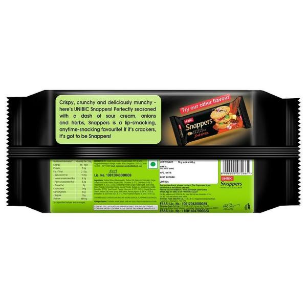 Unibic Snappers Cream n Onion Potato Crackers 75 g (Pack of 4) - JioMart