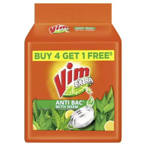 Vim Extra Anti Bac Neem Dishwash Bar 200 g (Buy 4 Get 1 Free) - JioMart