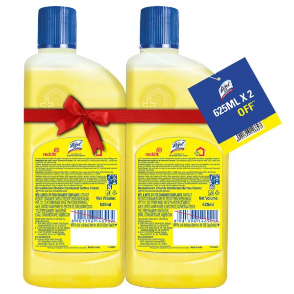 Lizol Citrus Disinfectant Surface Cleaner 625 ml (Pack of 2) - JioMart
