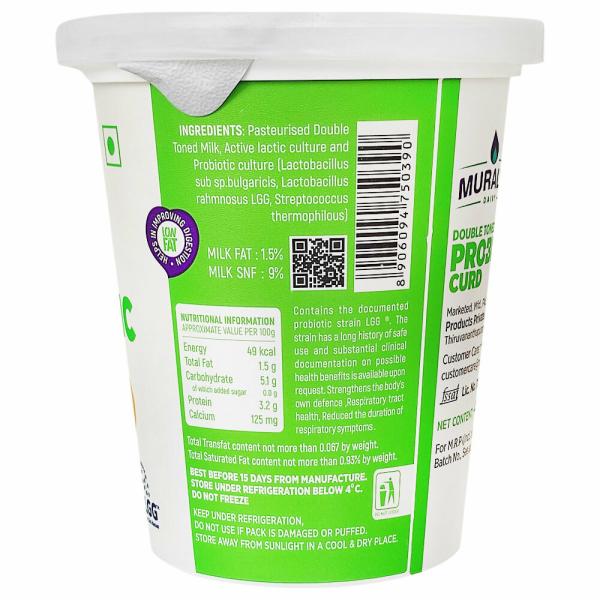 Muralya Double Toned Probiotic Curd 400 g (Cup) - JioMart
