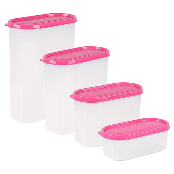 Asian Smart Pink Plastic Container 600+1250+1750+2500 ml (Set of 4 ...