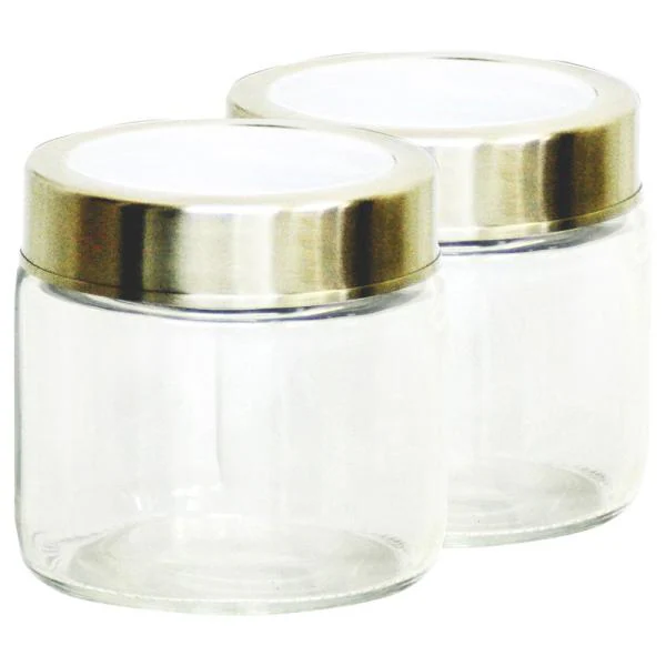 Yera Transparent Round Glass Jar with See Through Cap 280 ml (Pack of 2 ...