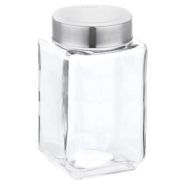 Yera See Through Square Glass Jar with Steel Lid 1100 ml - JioMart