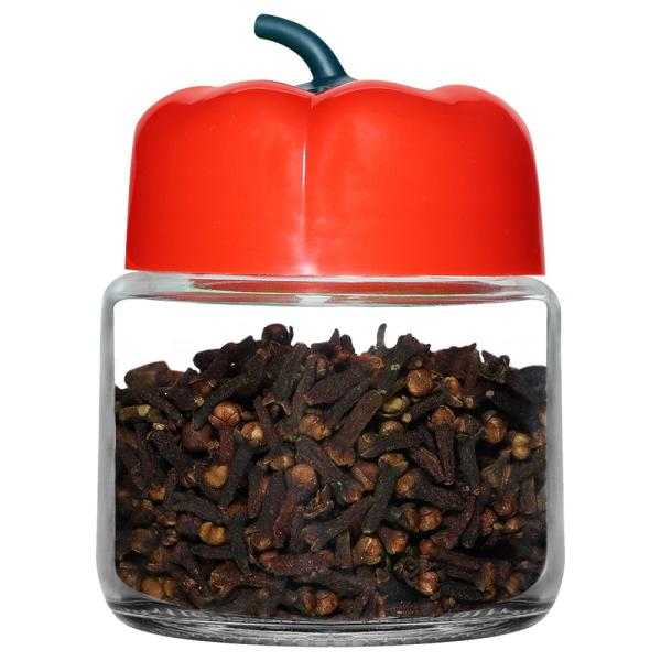 Yera Transparent Round Glass Jar with Capsicum Assorted Colour Lid 280 ...