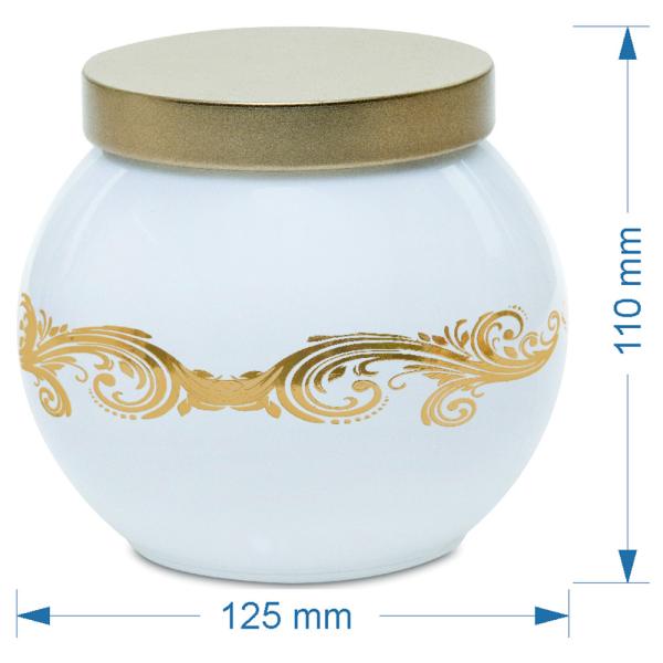 Yera Golden Foil Printed White Glass Matka Jar 880 ml with Lid (2 pcs ...