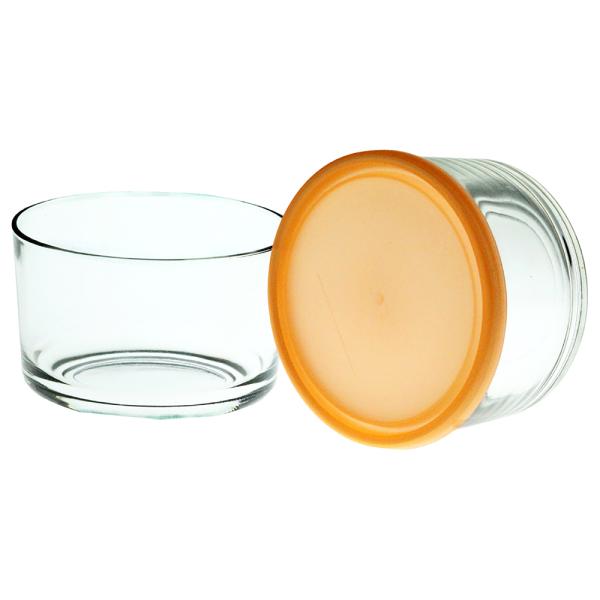 Yera Glass Bowl with Orange Lid 785 ml (Set of 2) - JioMart