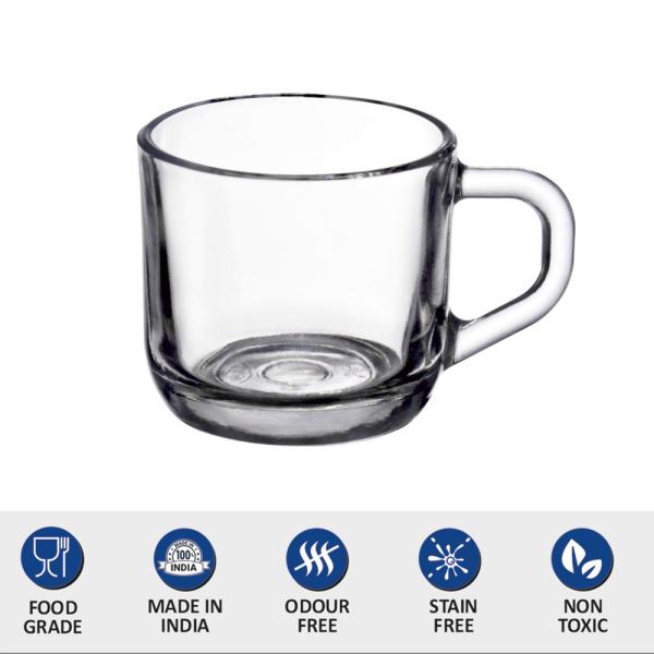 Yera Glass Tea and Coffee Mug 120 ml (Set of 6) - JioMart