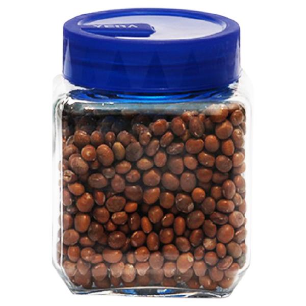 Yera Square Glass Jar with Blue Lid 320 ml (Set of 4) - JioMart