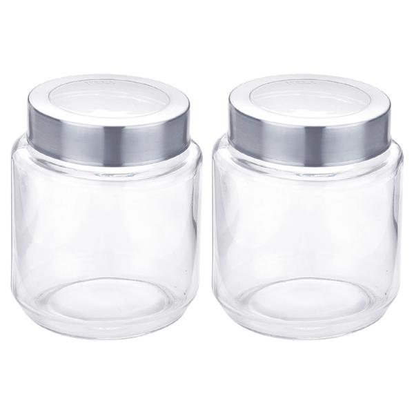 Yera Transparent Round Glass Jar with See Through Steel Lid 580 ml (Set ...