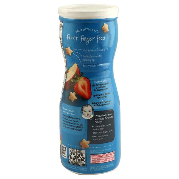 Gerber Strawberry Apple Puffs Grain Snacks 8 months+ 42 g - JioMart