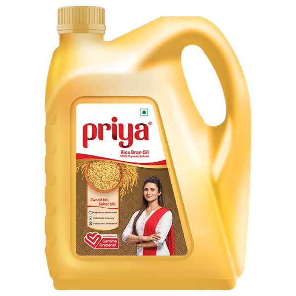 Priya Physically Refined Rice Bran Oil 5 L - JioMart