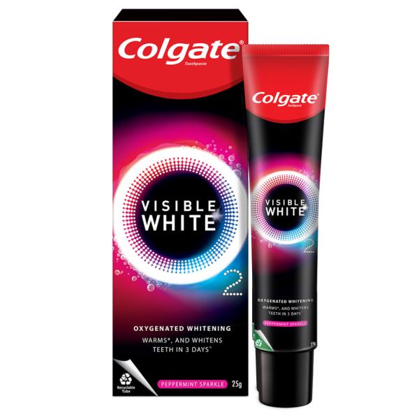 Colgate Visible White O2 Peppermint Sparkle Toothpaste 25 g - JioMart