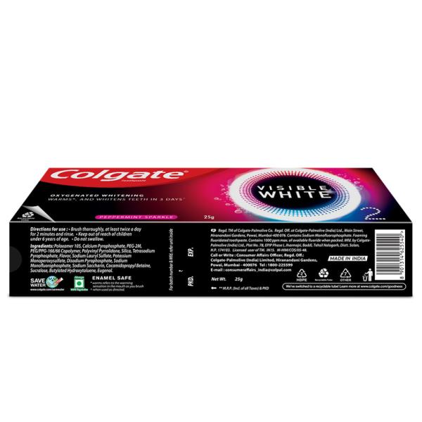 Colgate Visible White O2 Peppermint Sparkle Toothpaste 25 g - JioMart