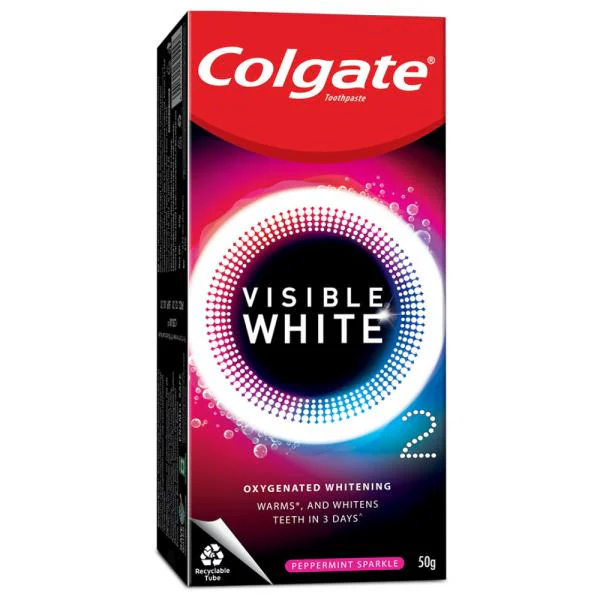 Colgate Visible White O2 Peppermint Sparkle Toothpaste 50 g - JioMart