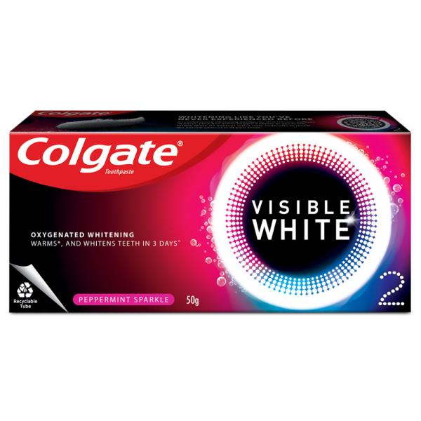 Colgate Visible White O2 Peppermint Sparkle Toothpaste 50 g - JioMart