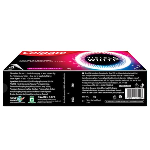 Colgate Visible White O2 Peppermint Sparkle Toothpaste 50 g - JioMart