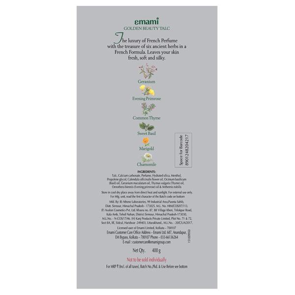 Emami Golden Beauty Moon Drop French Perfume Talc Powder 400 g - JioMart