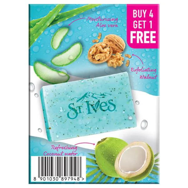 St. Ives Coconut Water, Aloe & Walnut Bath Scrub Soap 125 g (Buy 4 Get ...