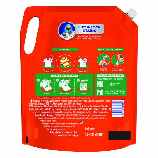 Tide Matic Front Load Liquid Laundry Detergent 2 L (Get 200 ml Free ...