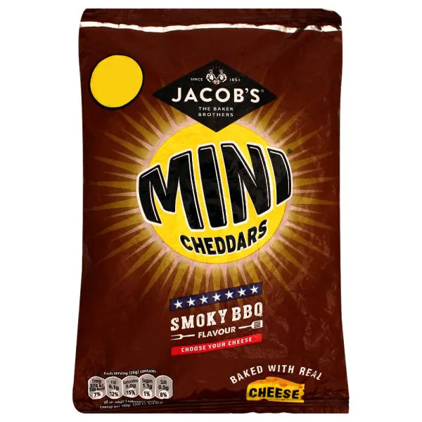 Jacob'S Mini Cheddars Smoky BBQ Flavour Cheese Baked Snack Biscuits 105 ...