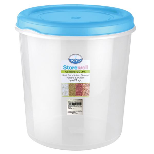 Joyo Storewell Transparent Plastic Container with Blue Lid 30 L - JioMart