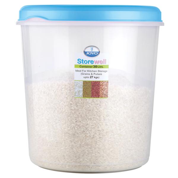 Joyo Storewell Transparent Plastic Container with Blue Lid 30 L - JioMart