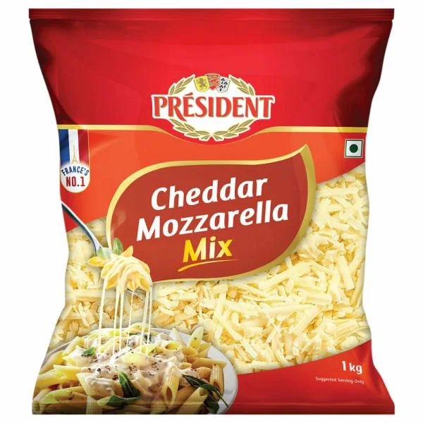 President Cheddar Mozzarella Cheese Mix 1 kg (Pack) - JioMart