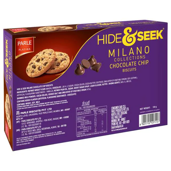 Parle Platina Hide & Seek Milano Chocolate Chip Biscuits 150 g - JioMart
