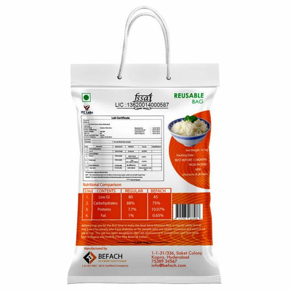 Befach Diet And Diabetic White Rice 4.5 kg - JioMart