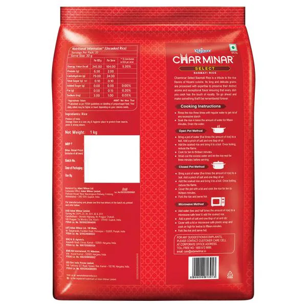 Kohinoor Charminar Select Basmati Rice 1 kg - JioMart