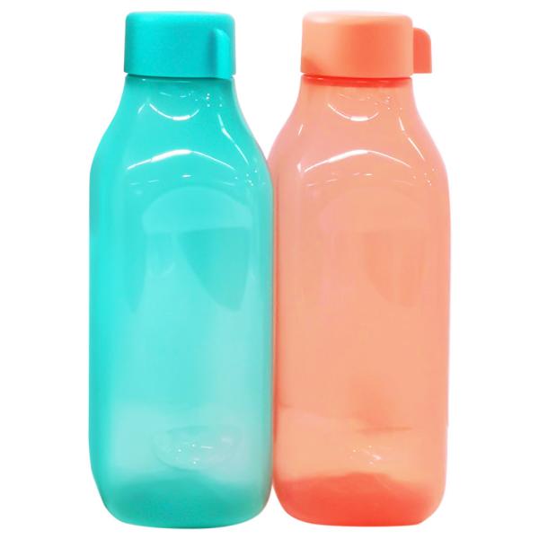 Tupperware Ecofridge Blue and Red Square Plastic Bottle 1 L (Set of 2 ...