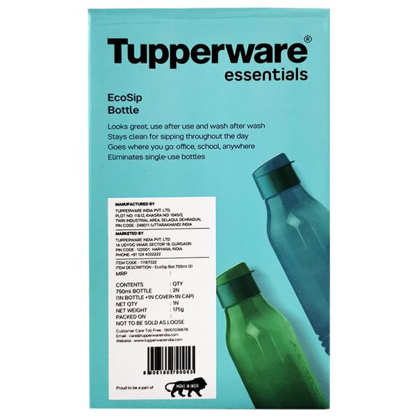 Tupperware Ecosip Blue and Green Square Plastic Bottle 750 ml (Set of 2 ...