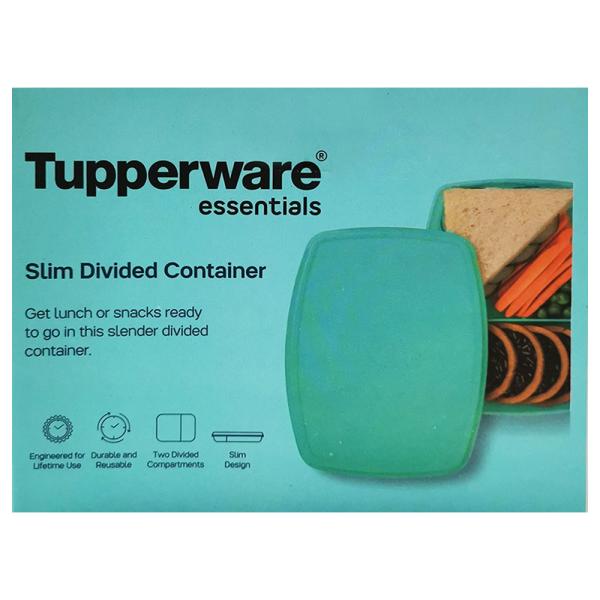 Tupperware Slim Divided Blue Rectangular Plastic Container 320 ml - JioMart