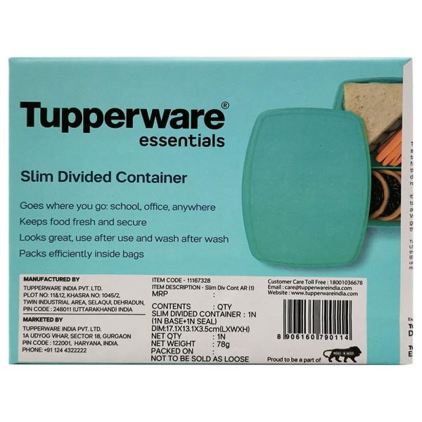 Tupperware Slim Divided Blue Rectangular Plastic Container 320 ml - JioMart