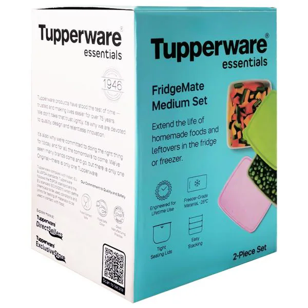 Tupperware Fridgemate White Square Plastic Container 800 ml (Set of 2 ...