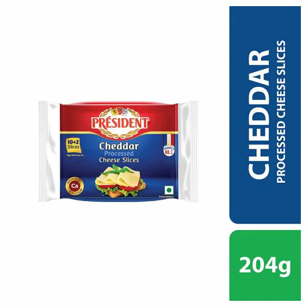 President Cheddar Cheese Slices 204 g (Pack) - JioMart